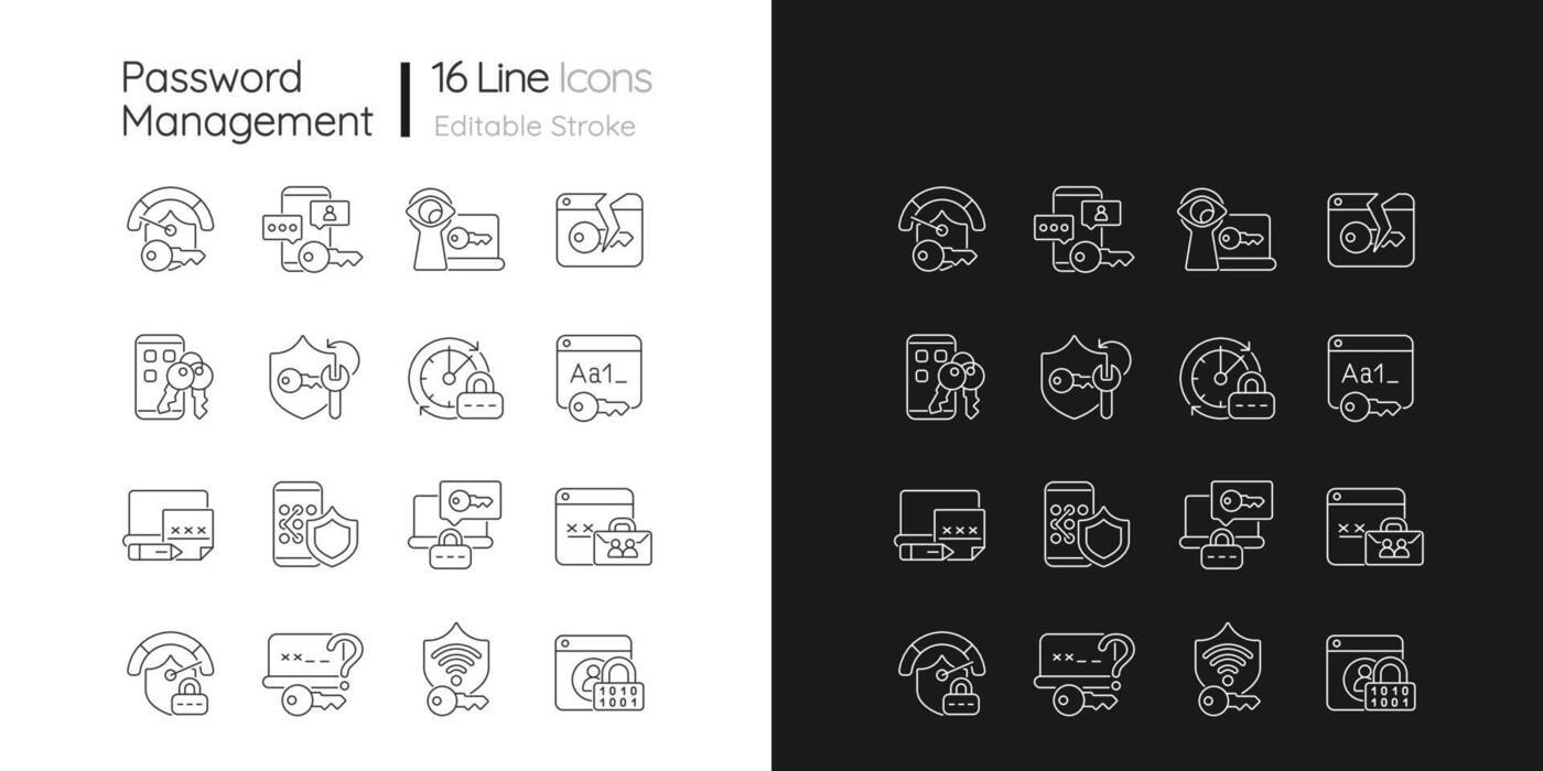 Password Requirements Linear Icons Set For Dark And Light Mode Internet Safety Password