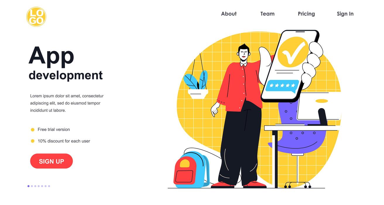 Mobile App Development Banner Vector Art, Icons, and Graphics for Free ...