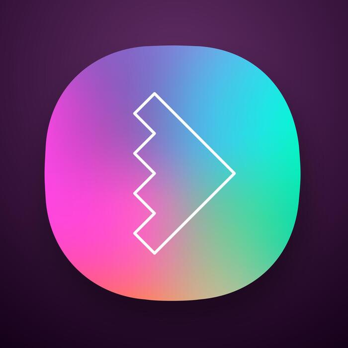 Double arrow app icon. Rewinding button. Navigation pointer, indicator symbol. Next, forward ...