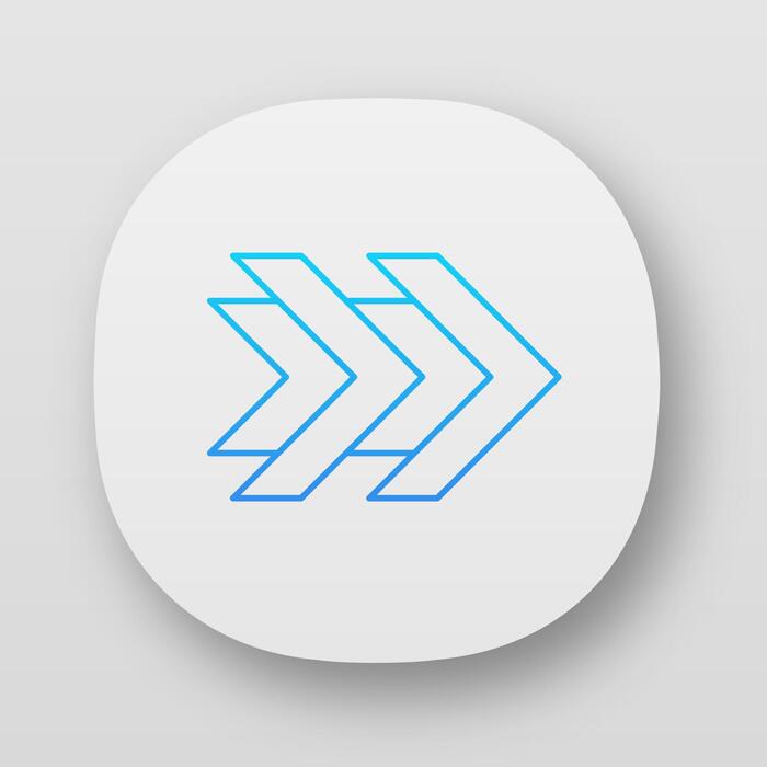 Right arrow app icon. Forward pointer, right turn. Path indicator. Arrow pointing rightward ...