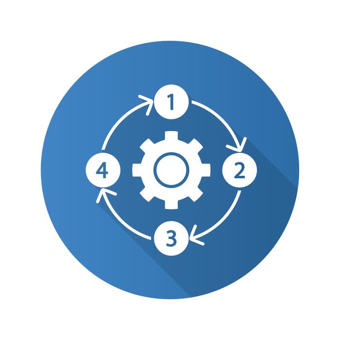 Process diagram linear icon. PFD. Flowsheet. Continuous process map. Deployment flowchart ...