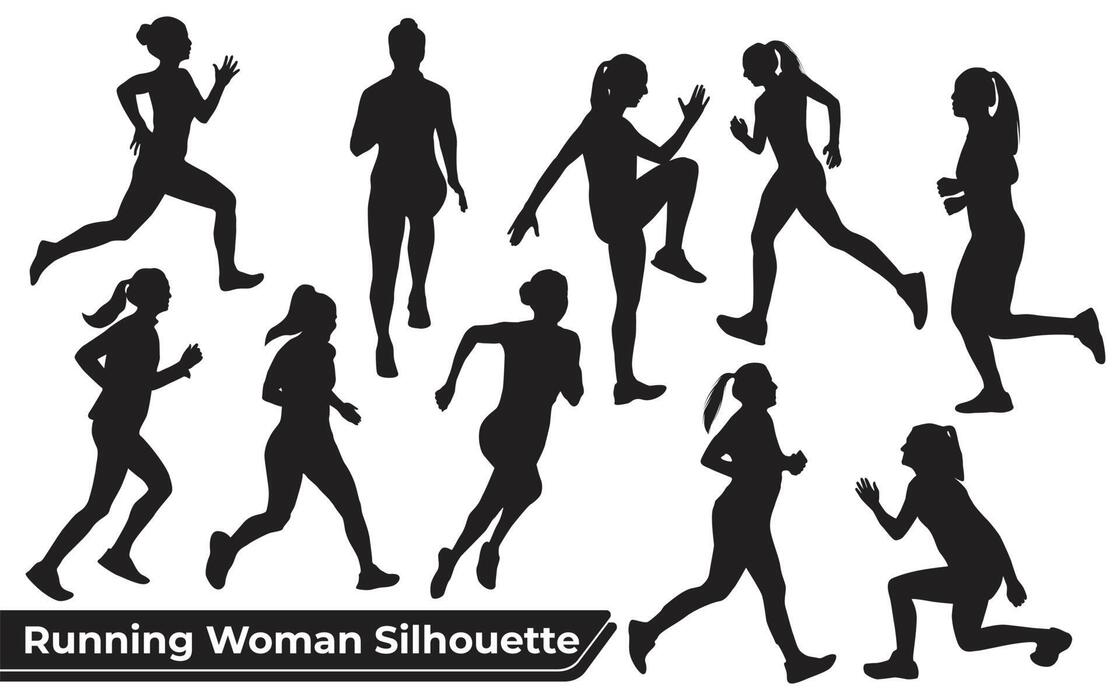 Woman Running Silhouette Vector Art, Icons, and Graphics for Free Download