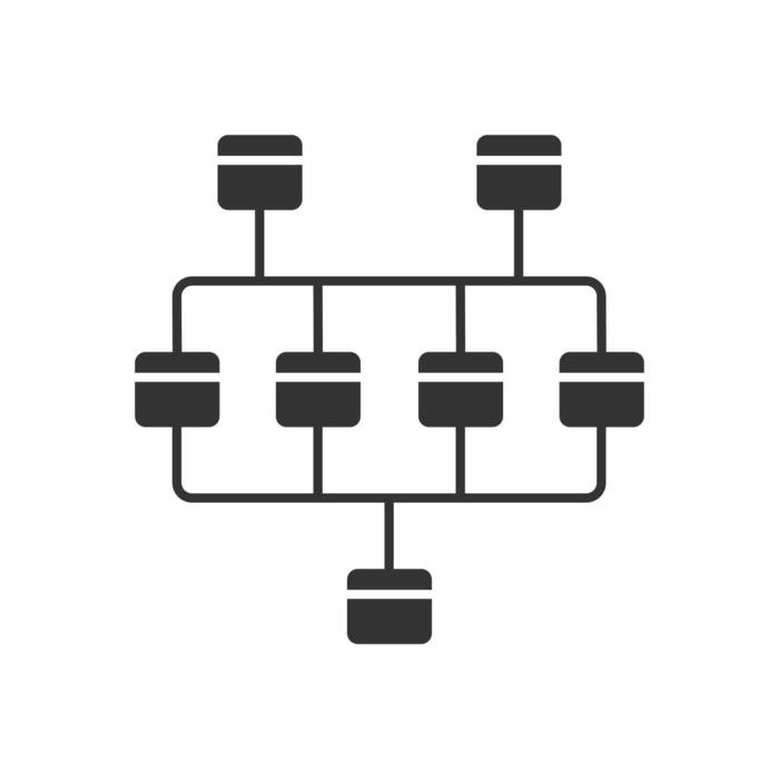 Tree diagram glyph icon. Hierarchical system. Node link diagram. Visual ...