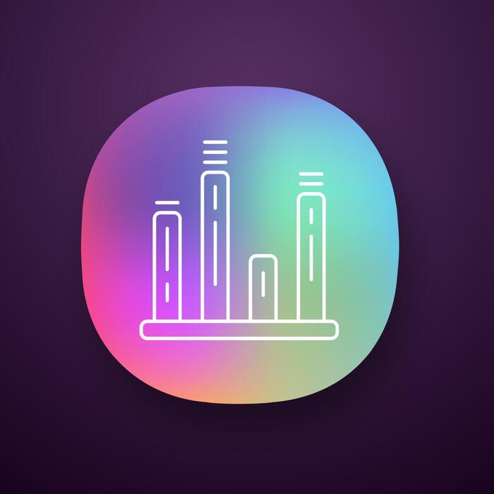 Bar graph neon light icon. Diagram. Line graph. Statistics data visualization. Symbolic ...