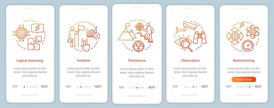 Analytical Thinking Onboarding Mobile App Page Screen Vector Template Hr Soft Skills