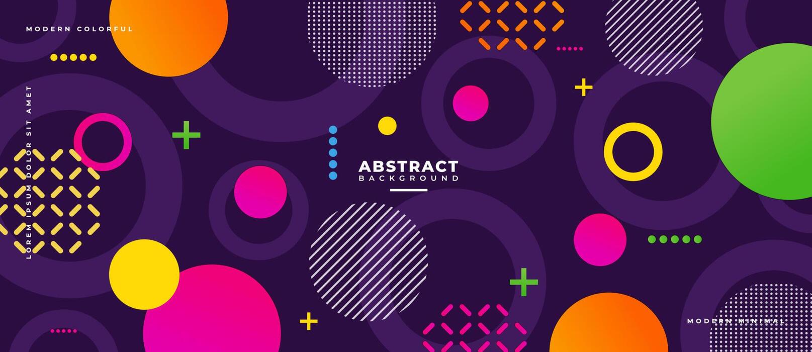 Colorful geometric stripes line, circle on purple background. 4684322 ...