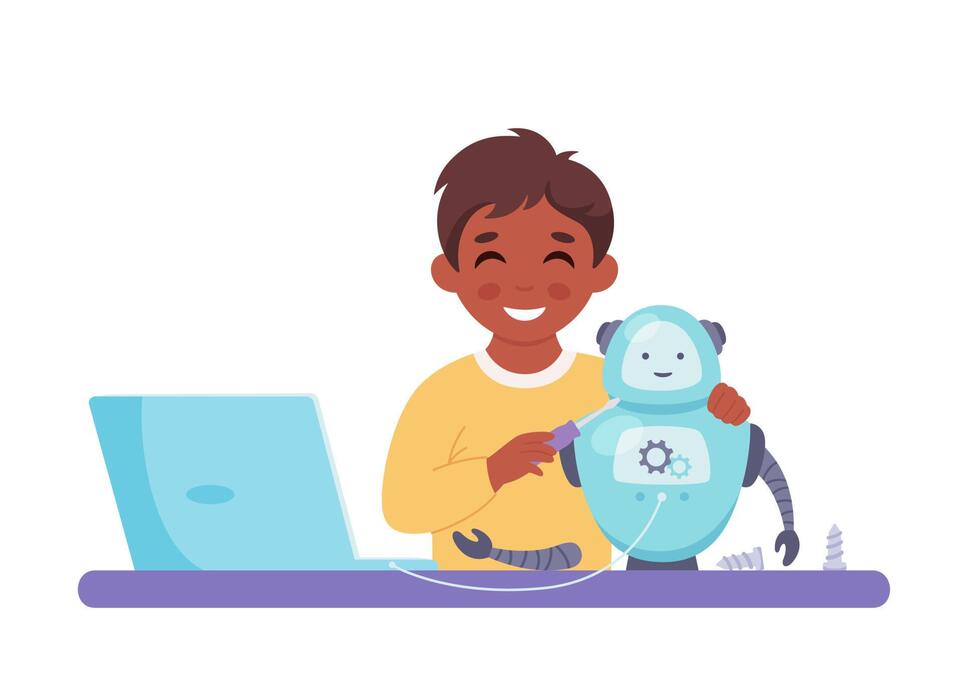 Children Programming Vector Art, Icons, and Graphics for Free Download