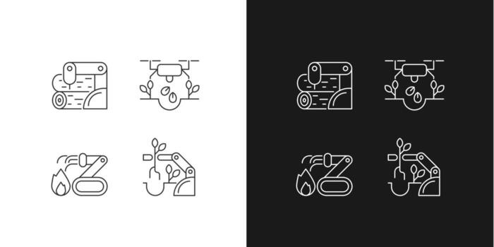 Automation linear icons set for dark and light mode. Advanced ...