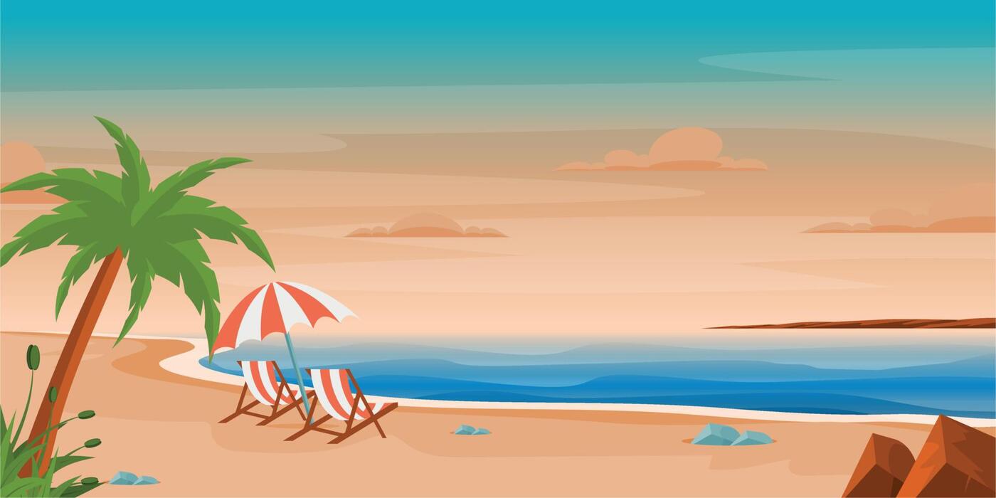 Summer Beach Scene Vector Art, Icons, and Graphics for Free Download