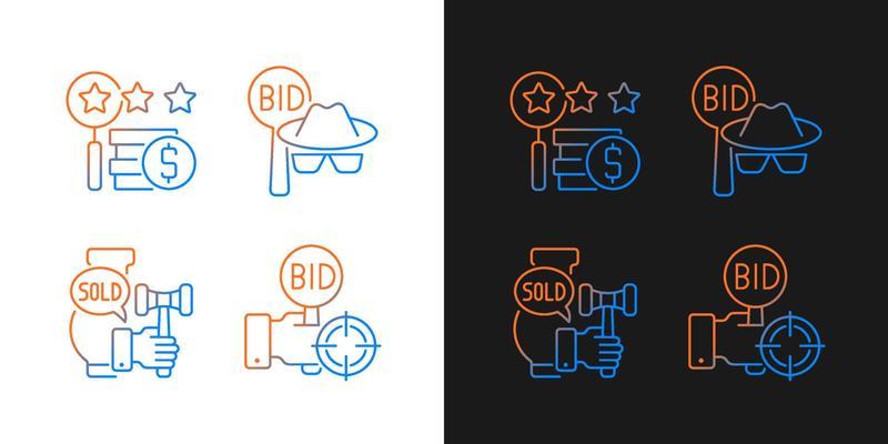 Types of bargaining gradient icons set for dark and light mode. Auction ... Types of bargaining gradient icons set for dark and light mode. Auction ...