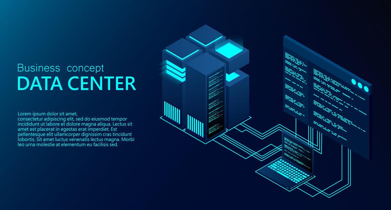Isometric servers vector design. Isometric Data center. Data center ...