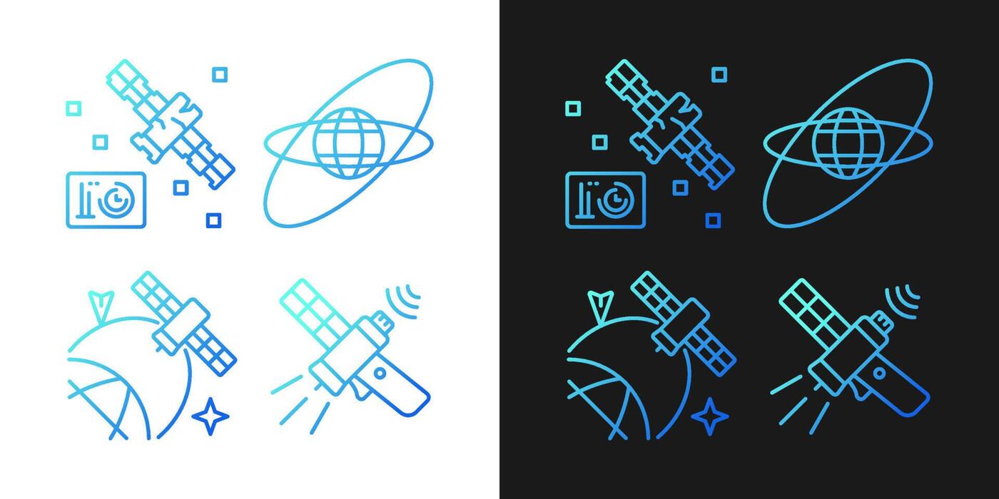 Satellite Orbits And Trajectories Gradient Vector Icon For Dark Theme