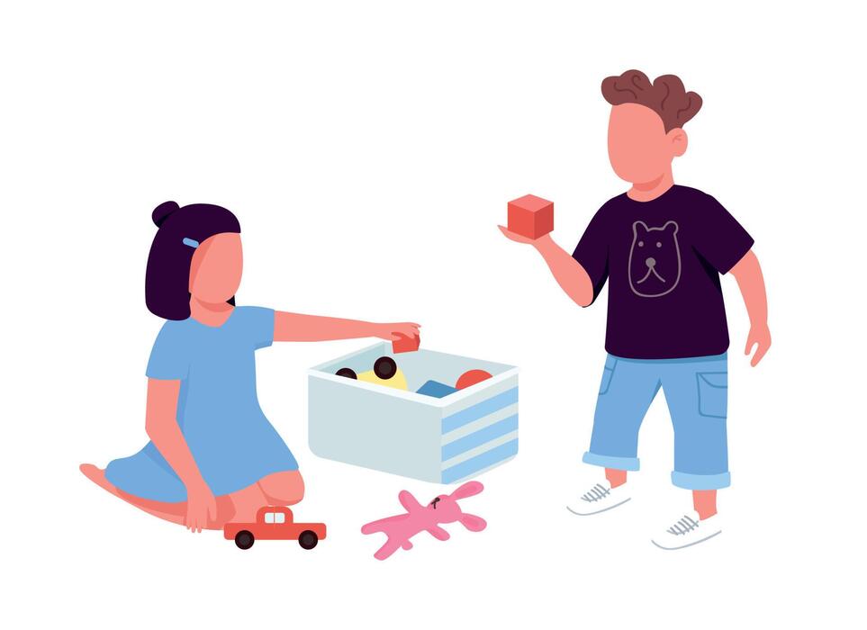Kids Sharing Toys Vector Art, Icons, and Graphics for Free Download