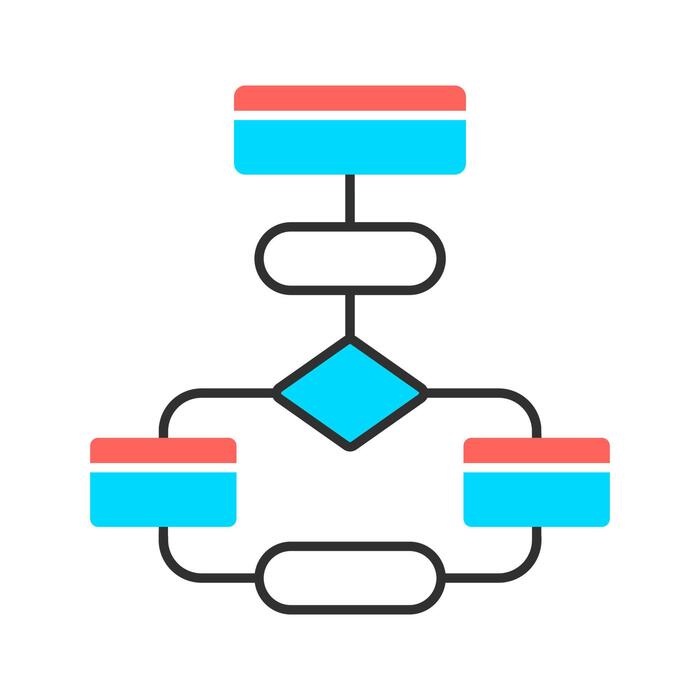 Flowchart chalk icon. Diagram. Visualization of process. Problem solving stages. Graphical ...