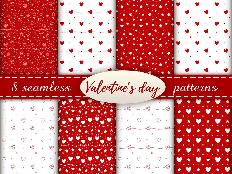 Romantic seamless pattern with a heart. Happy Valentine s Day. White ...