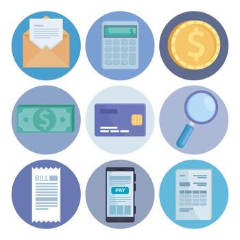 twelve financial business icons 5259990 Vector Art at Vecteezy