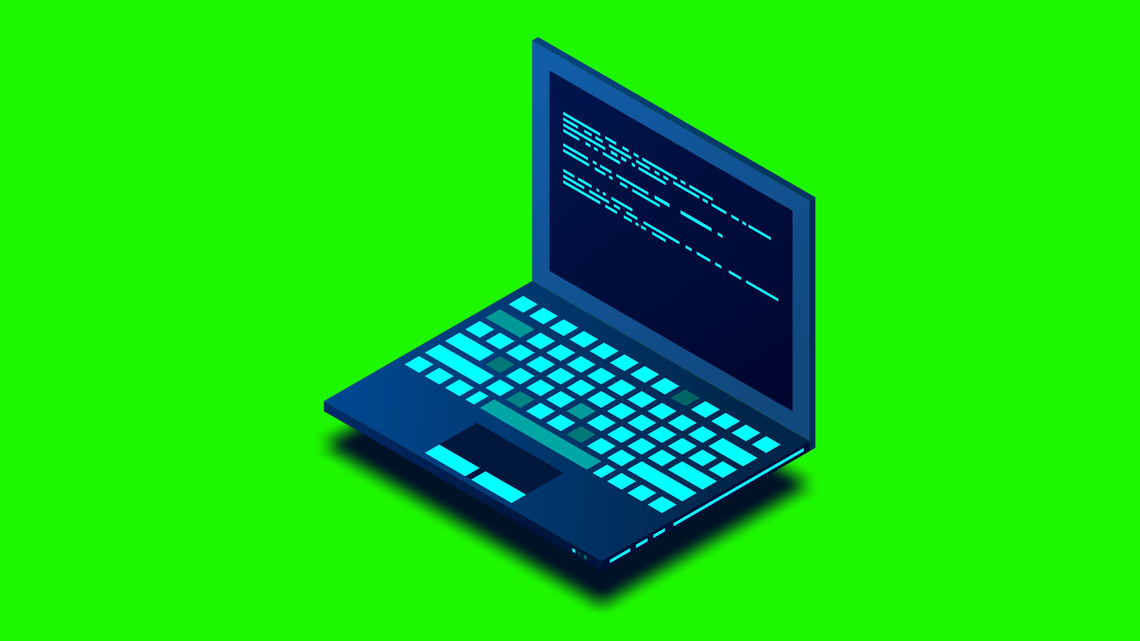 Programming Or Software Development Loopable Concept Isometric Laptop With Programming Code