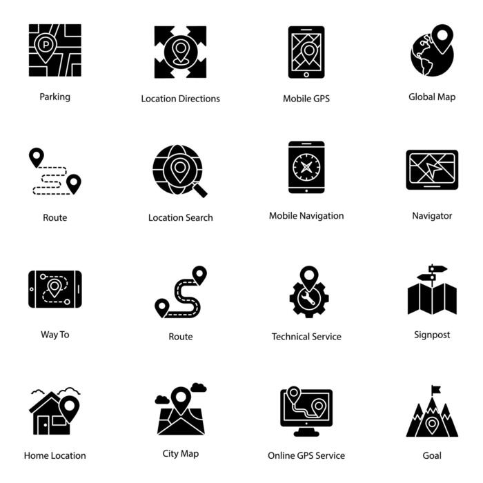Map Icon Set Vector Art, Icons, and Graphics for Free Download
