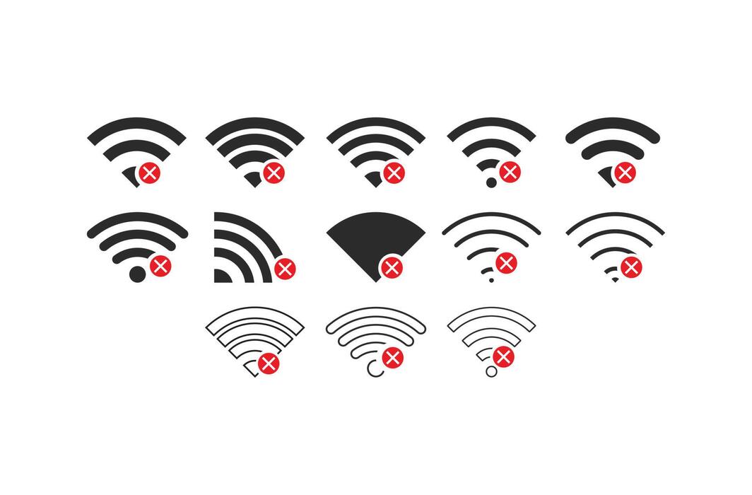 Set Of No Wifi Wireless Icon Vector Black Color 5423233 Vector Art At