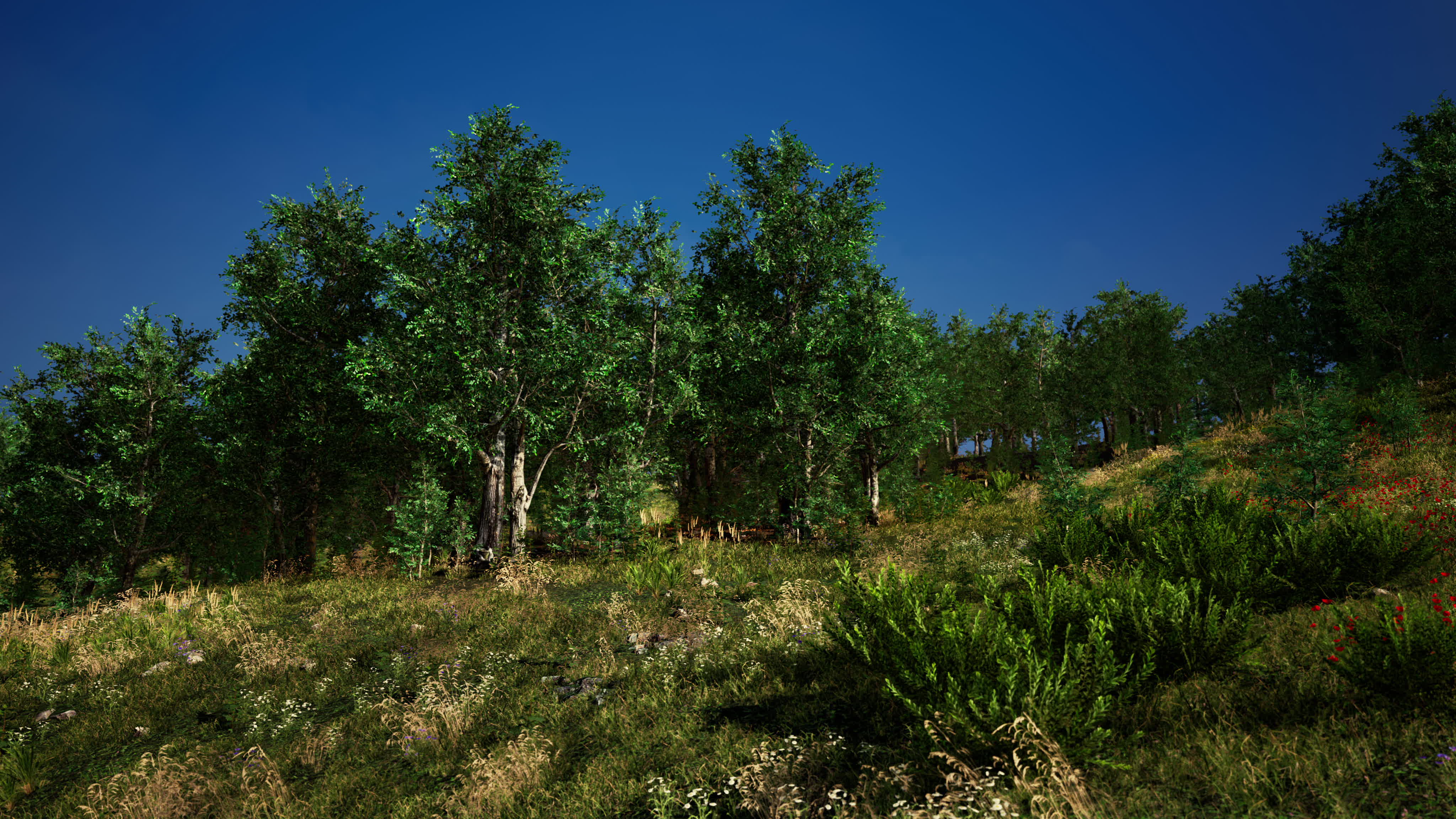 Scenic panoramic view of idyllic rolling hills landscape with blooming ...