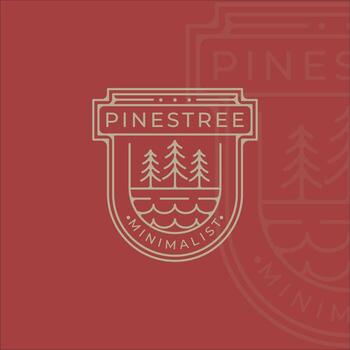 set of pines tree logo line art simple icon isolated vector ...