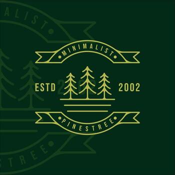 set of pines tree logo line art simple icon isolated vector ...
