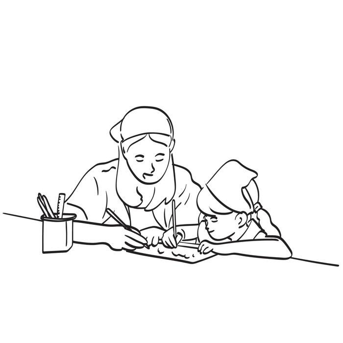 Children Line Drawing Vector Art, Icons, and Graphics for Free Download