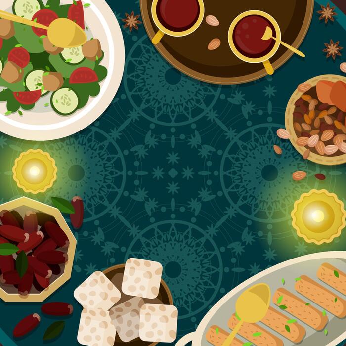 Iftar Food Background Vector Art, Icons, and Graphics for Free Download