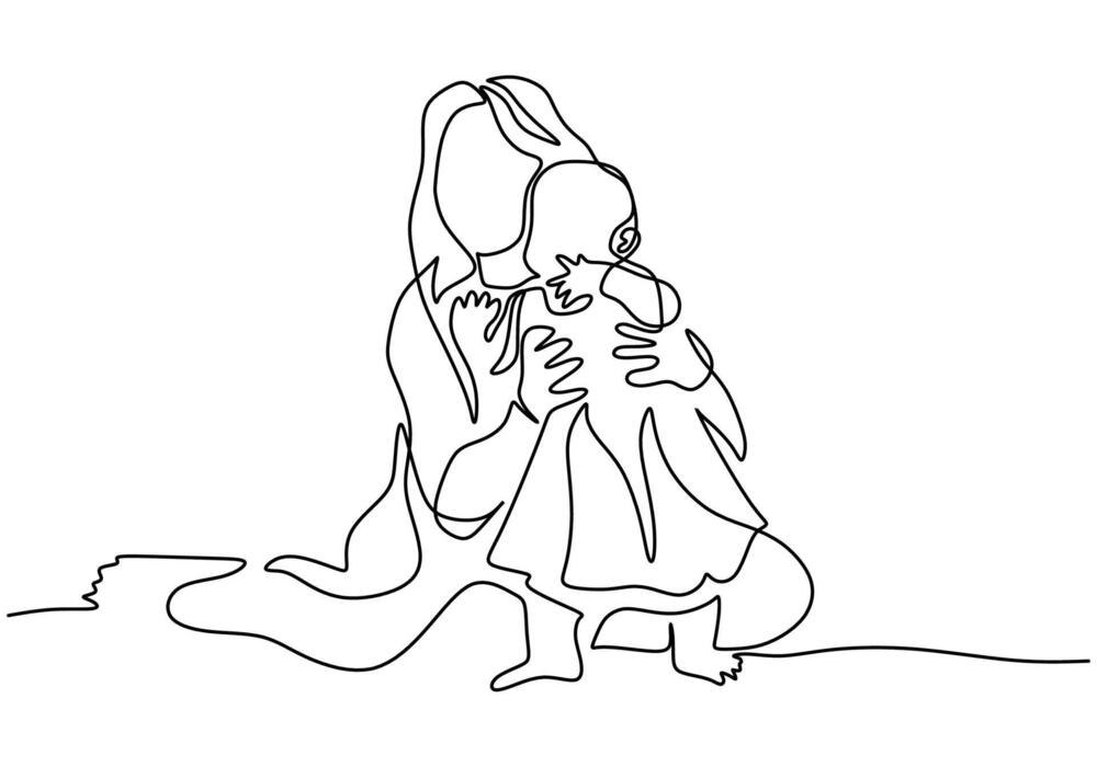 Mother And Baby Line Art Vector Art, Icons, and Graphics for Free Download