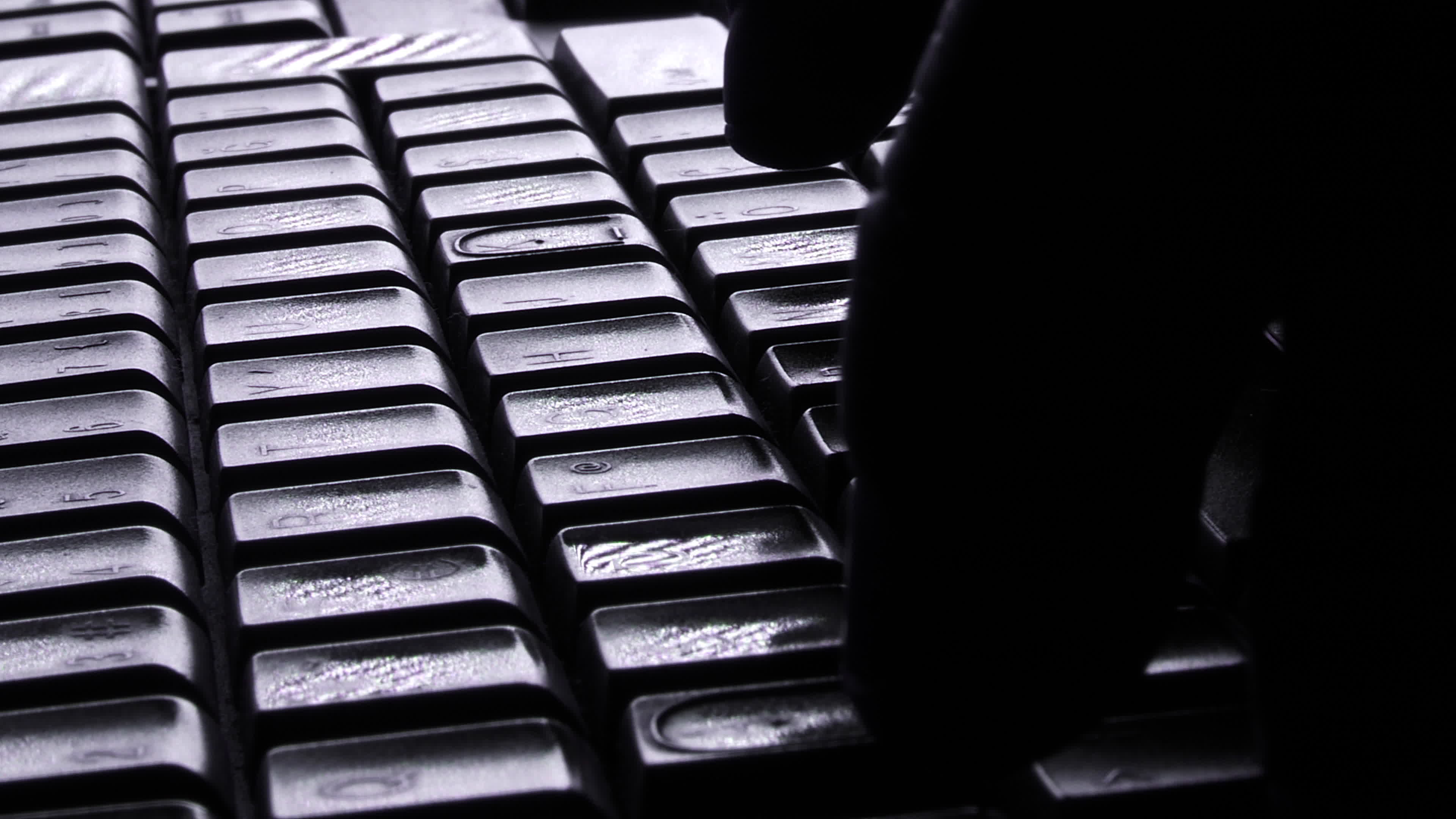 Dolly Shot of Close Up Old Man Using Computer Keyboard Footage 6300156 ...