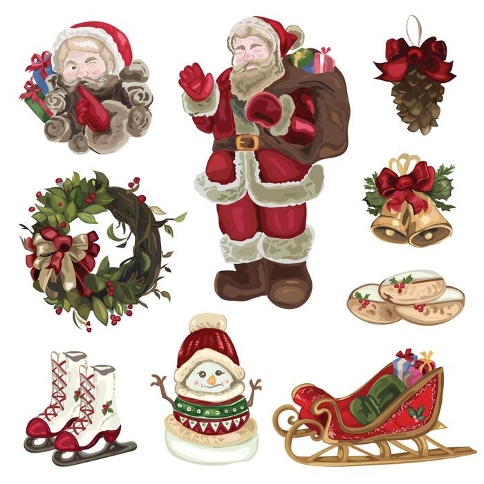 Vintage Christmas Elements Vector Art, Icons, and Graphics for Free ...