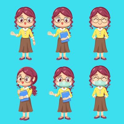 Teacher Cartoon Vector Art, Icons, and Graphics for Free Download