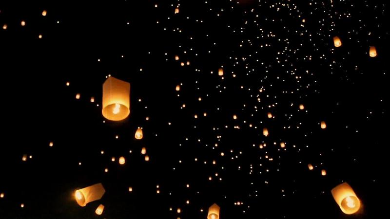 floating asian lanterns in Chiang Mai Thailand