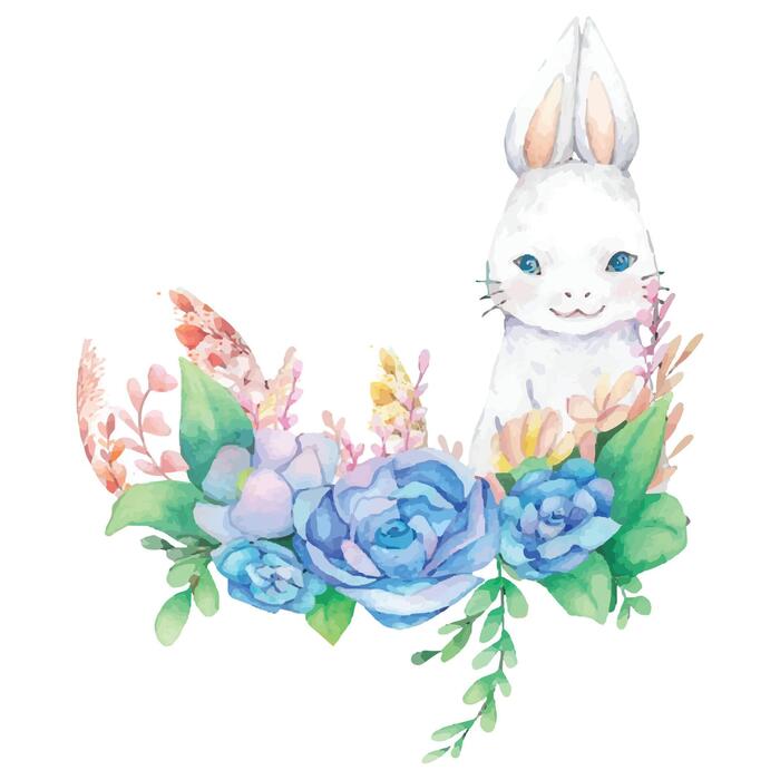 Cute Rabbit Watercolor Vector Art, Icons, and Graphics for Free Download