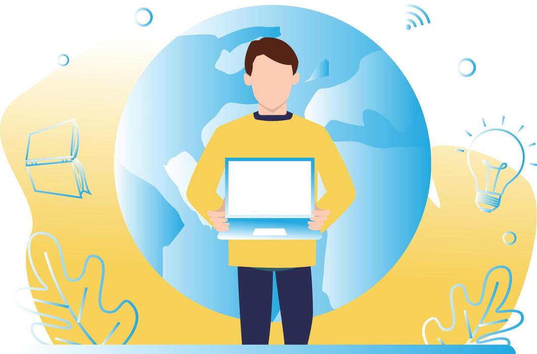 Boy With Laptop Vector Art, Icons, and Graphics for Free Download