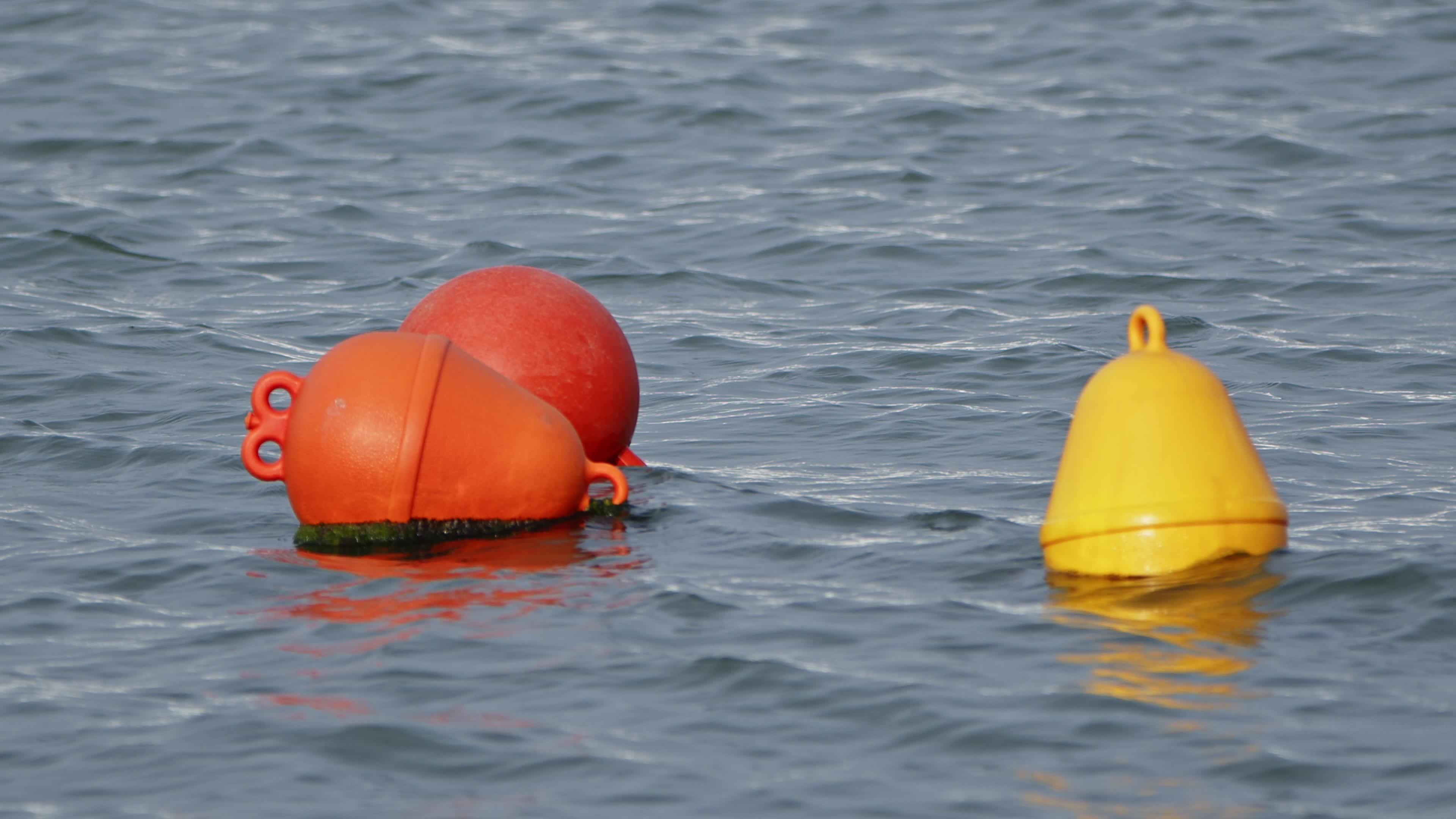 Red and Yellow Buoys on Sea Water 7449363 Stock Video at Vecteezy