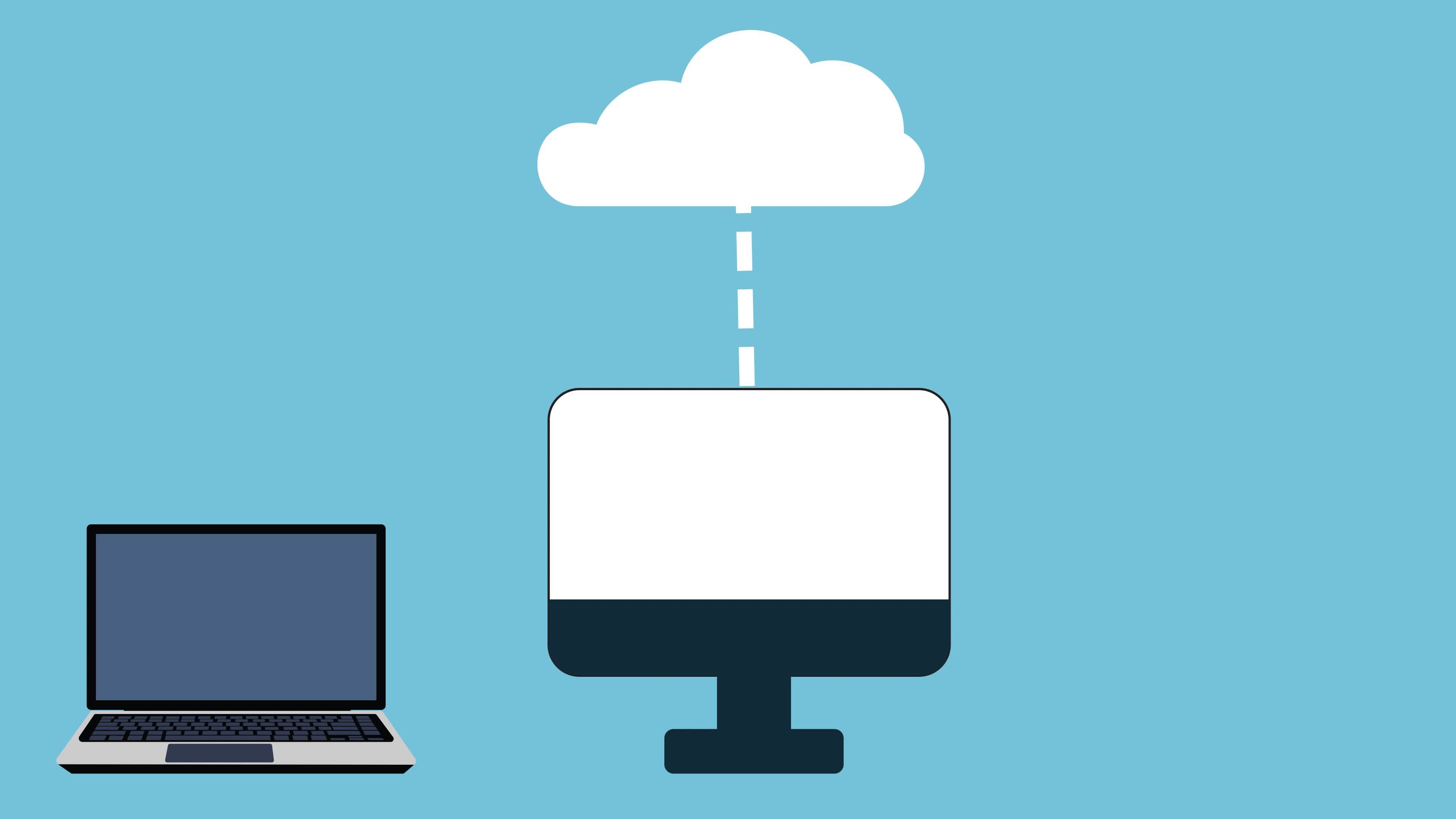 Transferring data from a computer to cloud servers 4K animation. Online ...