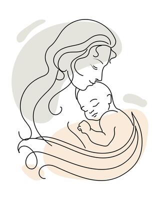 Mother And Child Line Art Vector Art, Icons, and Graphics for Free Download