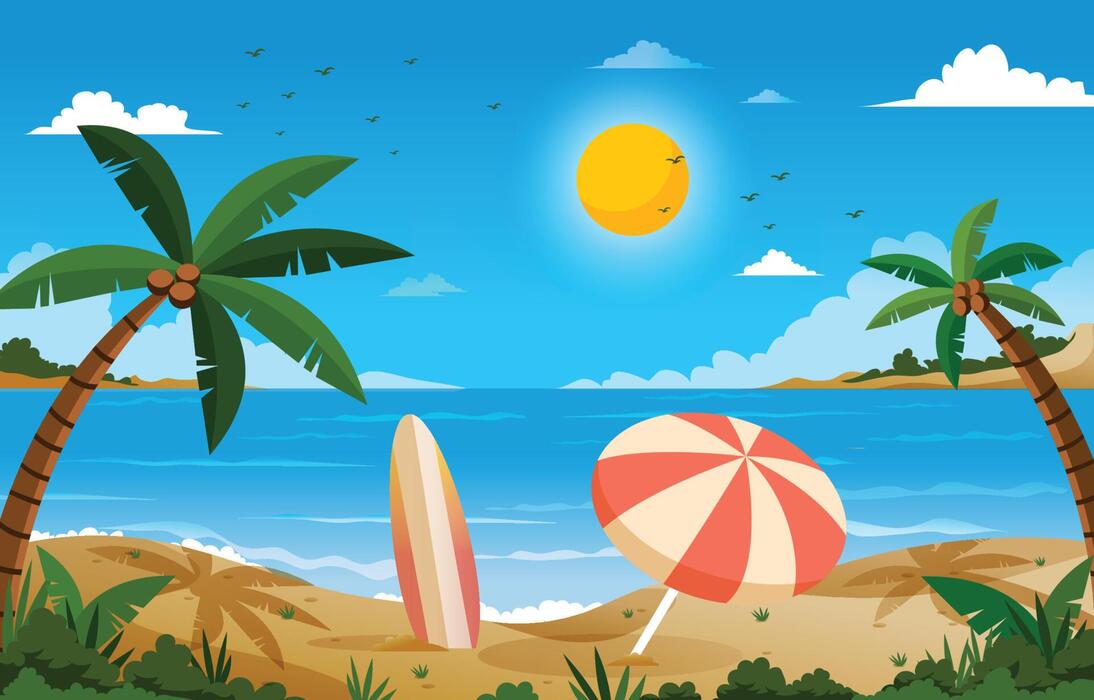 Beach Scene Vector Art, Icons, and Graphics for Free Download