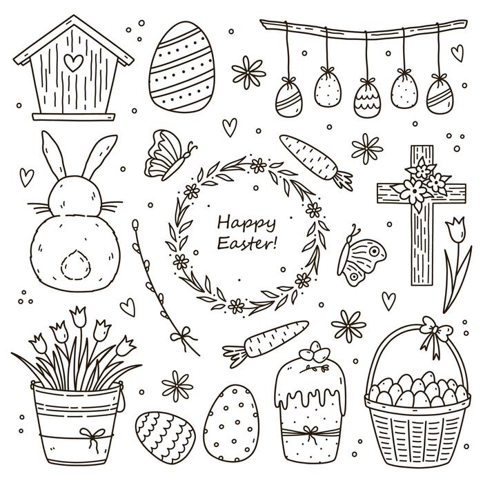 Easter Outline Vector Art, Icons, and Graphics for Free Download