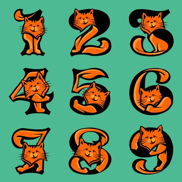 Cat Number Vector Art, Icons, and Graphics for Free Download