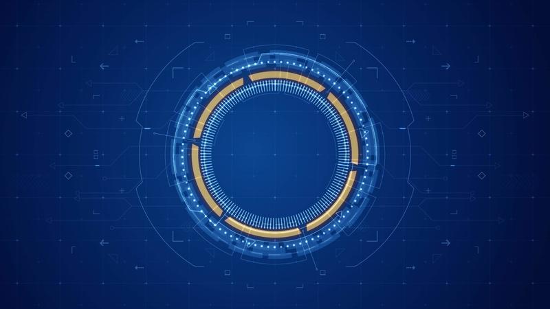 Motion graphic of Blue circle rotation with HUD UI technology interface ...