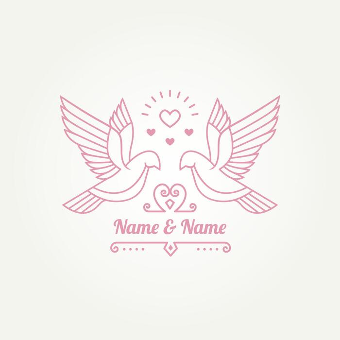 Wedding Heart Design With Doves