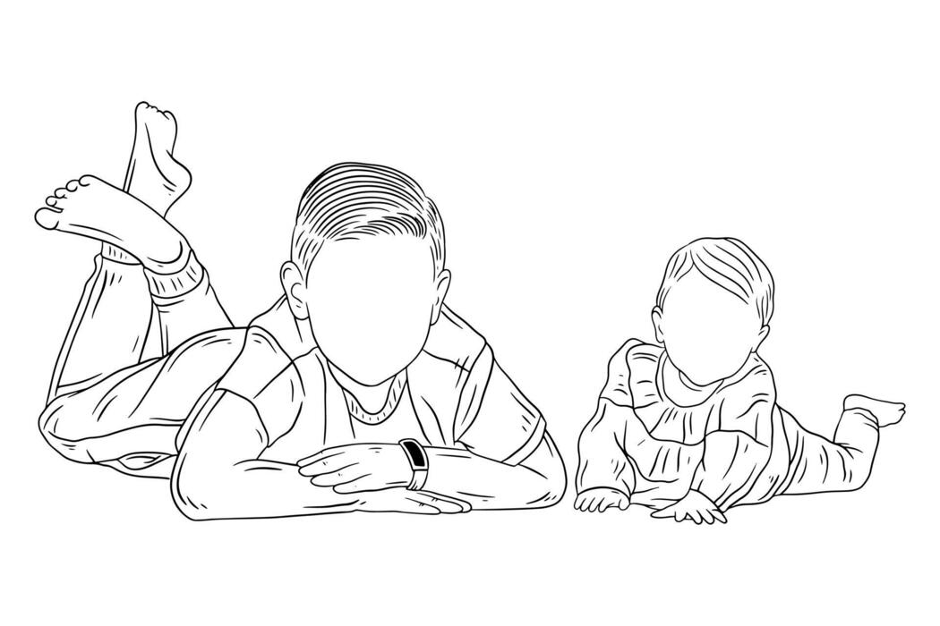 Children Line Drawing Vector Art, Icons, and Graphics for Free Download