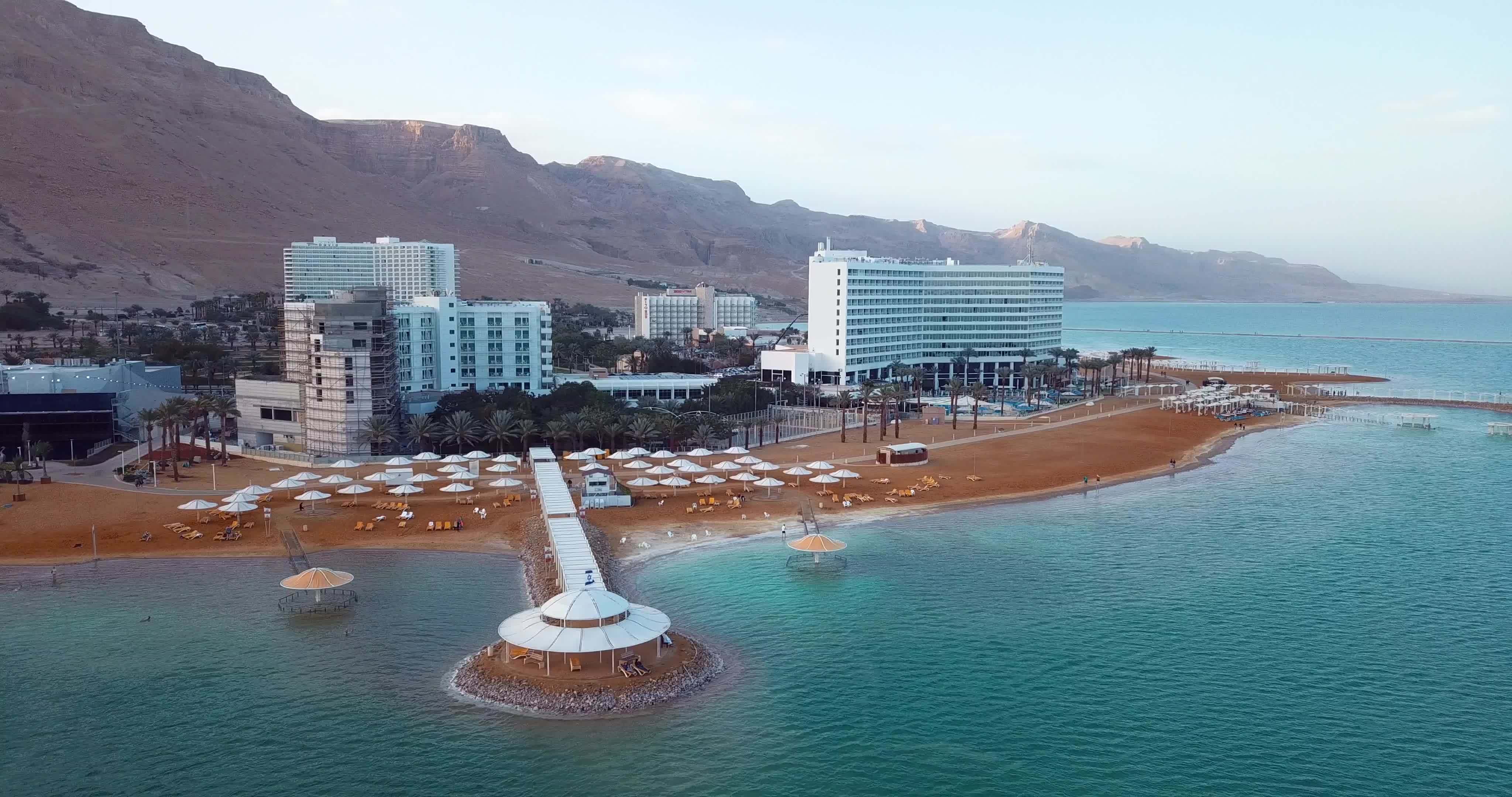 Aerial View to the Luxury Hotel and Dead Sea Beach, Ein Bokek, Israel 8615243 Stock Video at ...