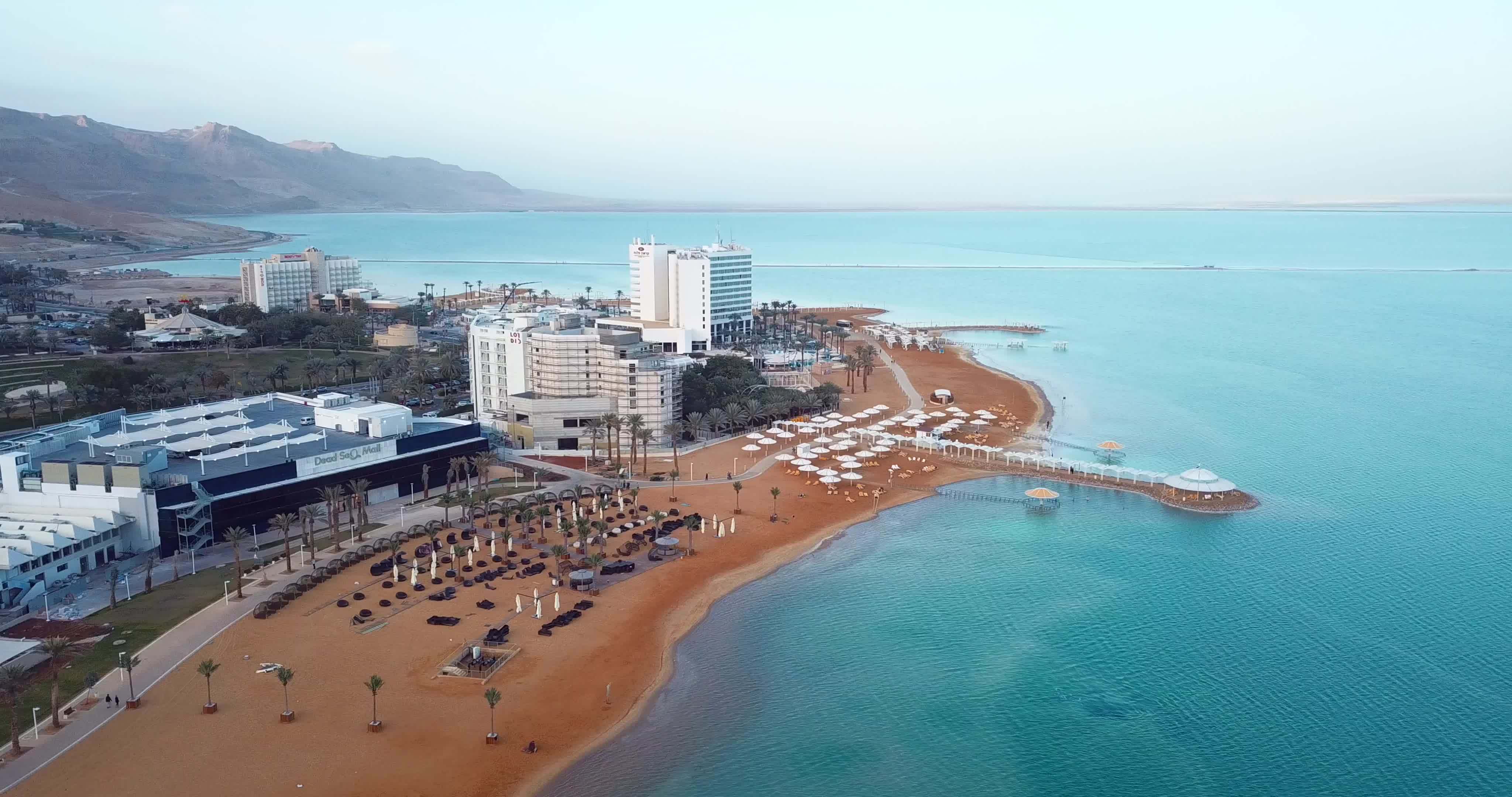 Aerial View to the Luxury Hotel and Dead Sea Beach, Ein Bokek, Israel 8630893 Stock Video at ...