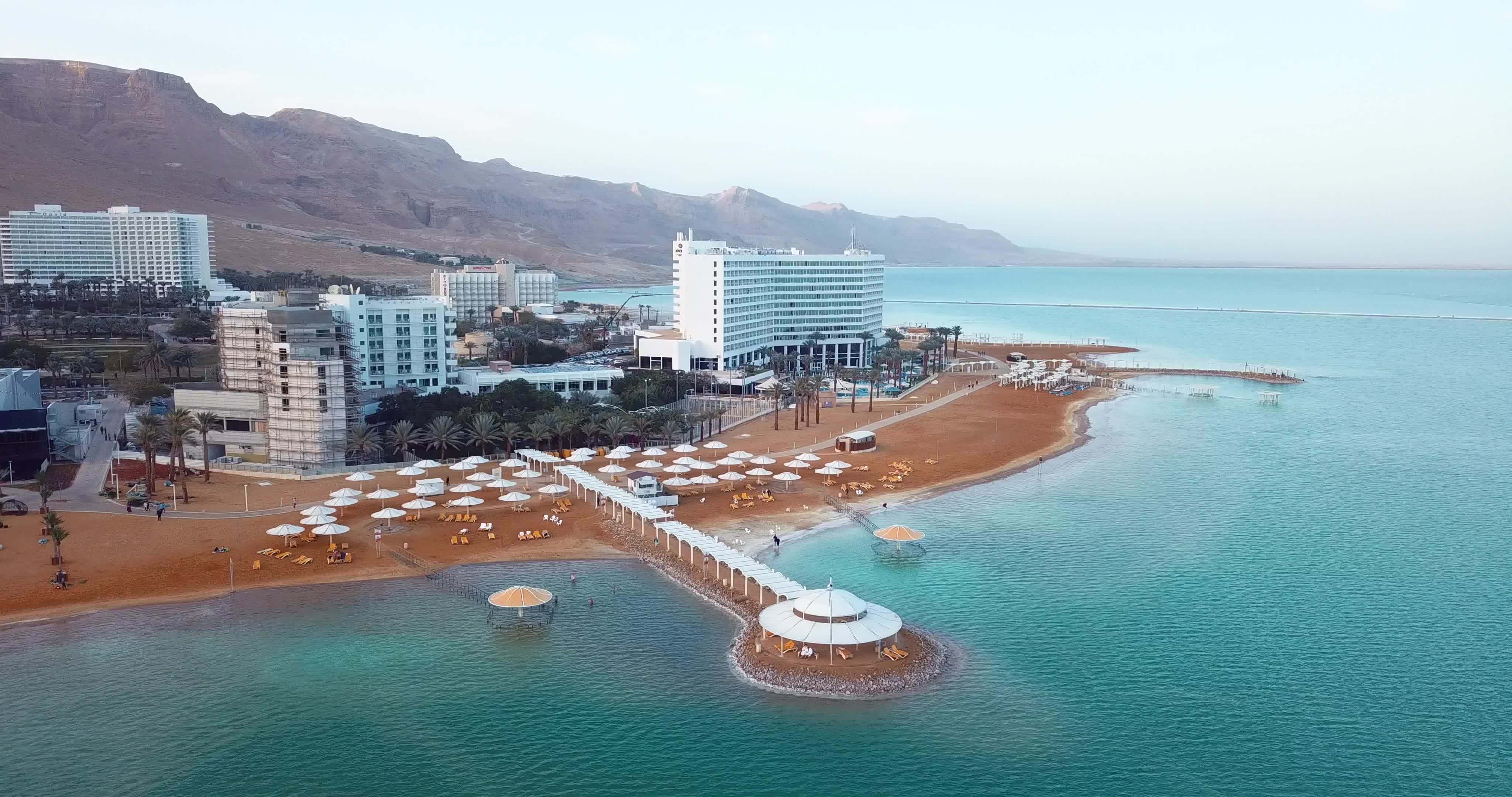 Aerial View to the Luxury Hotel and Dead Sea Beach, Ein Bokek, Israel 8630917 Stock Video at ...