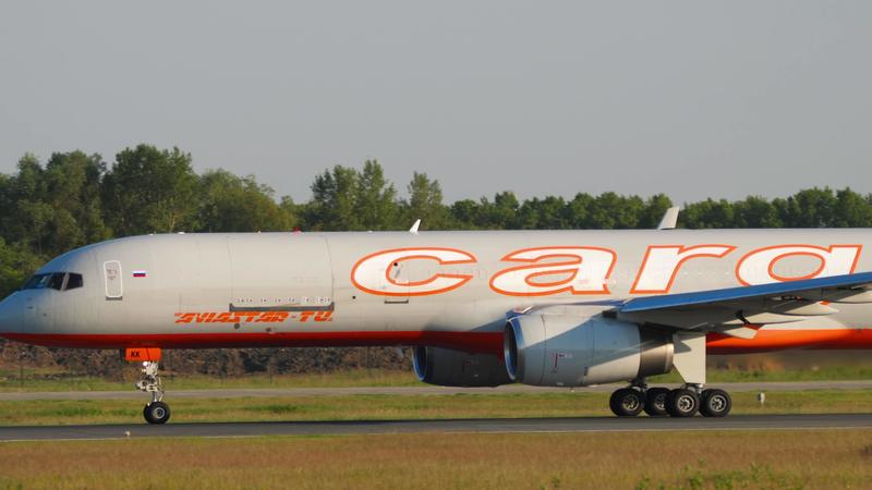 NOVOSIBIRSK, RUSSIAN FEDERATION JUNE 10, 2020 - Aviastar Cargo Boeing 757 VQ BKK accelerating on ...