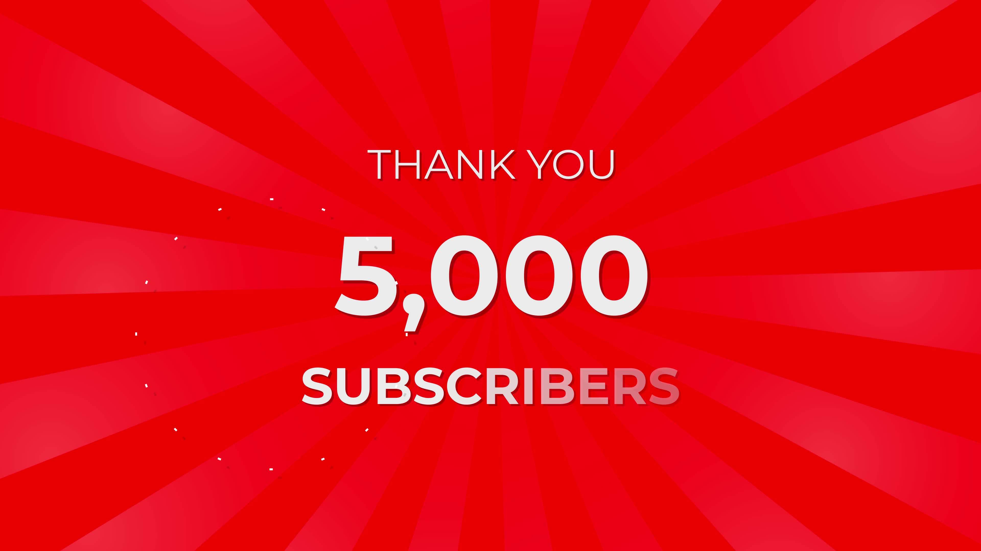 Thank You 5000 Subscribers Text On Red Background With Rotating White