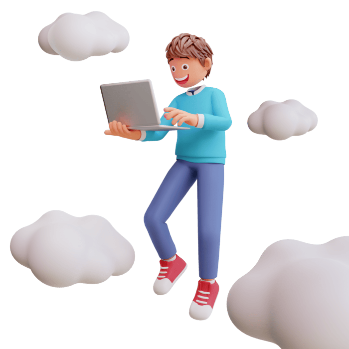3d Boy With Laptop PNGs for Free Download